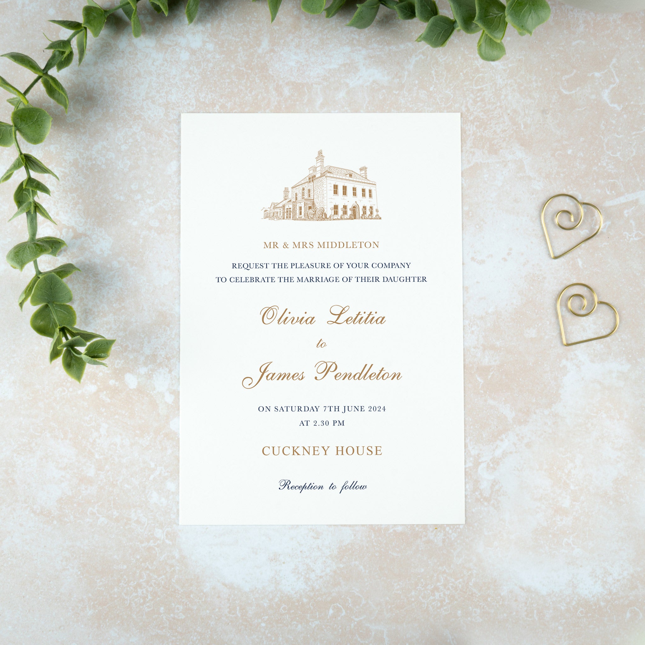Cuckney House Wedding Invitation, Wedding Venue Illustration