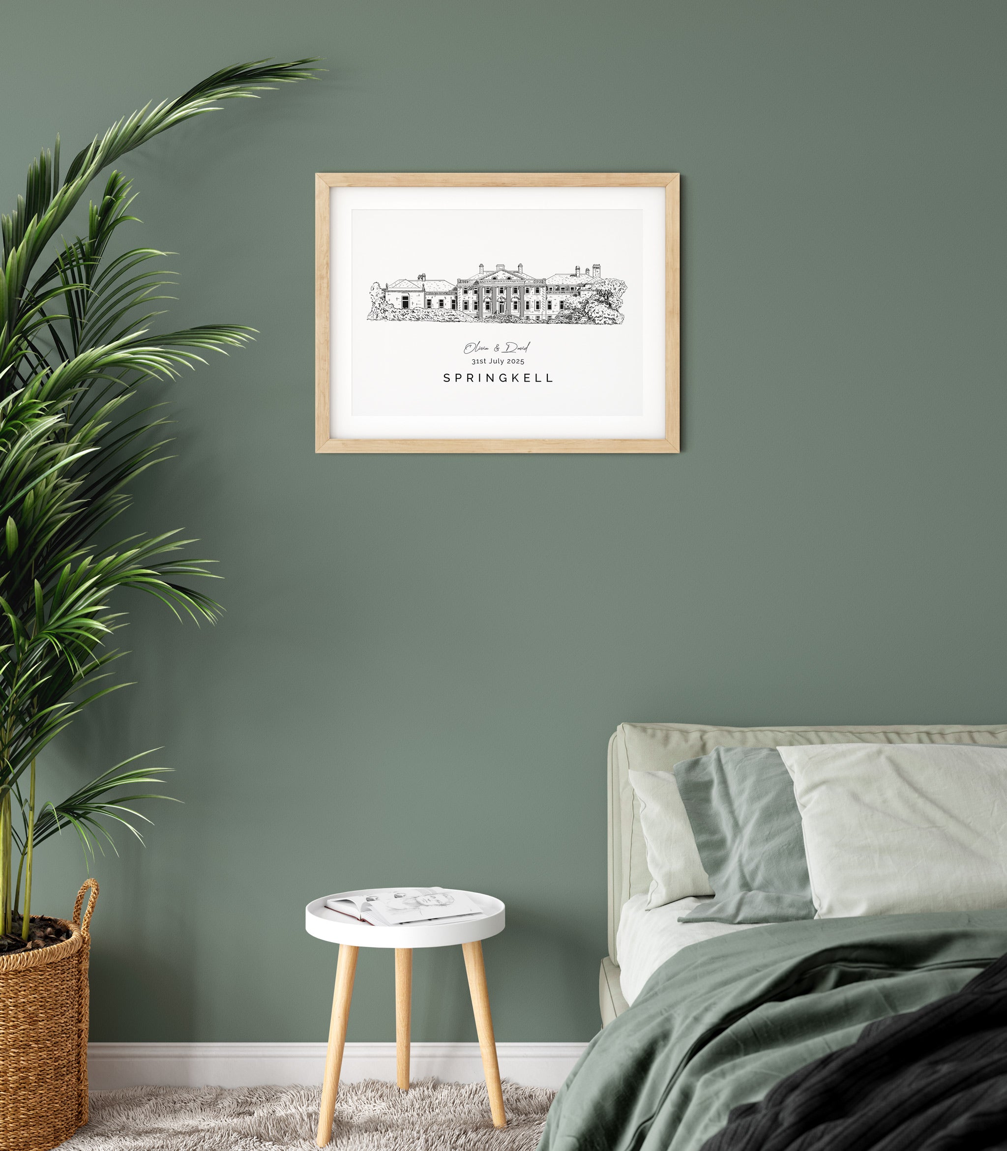 Springkell, Personalised Wedding Venue Illustration Print.