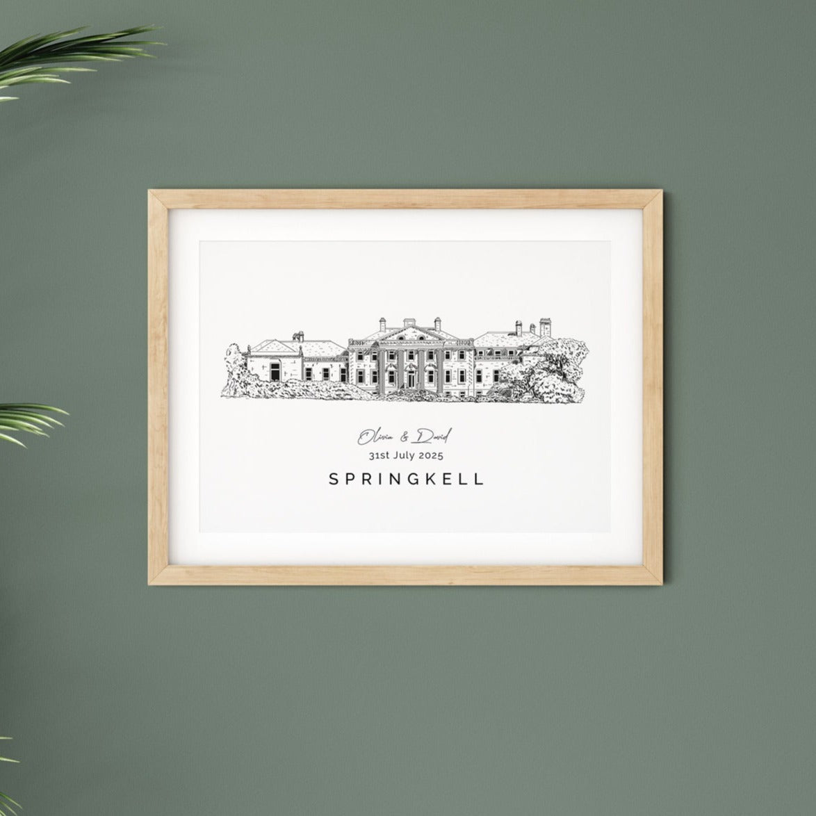 Springkell, Personalised Wedding Venue Illustration Print.