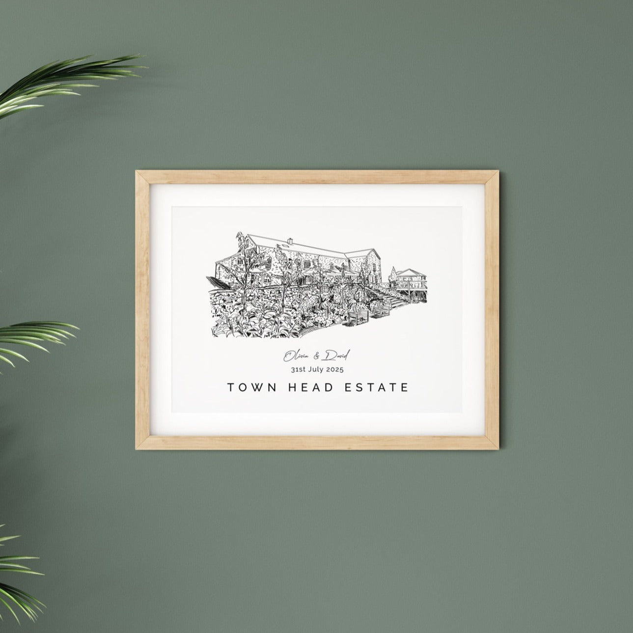 The Town Head Estate, Personalised Wedding Venue Illustration Print.
