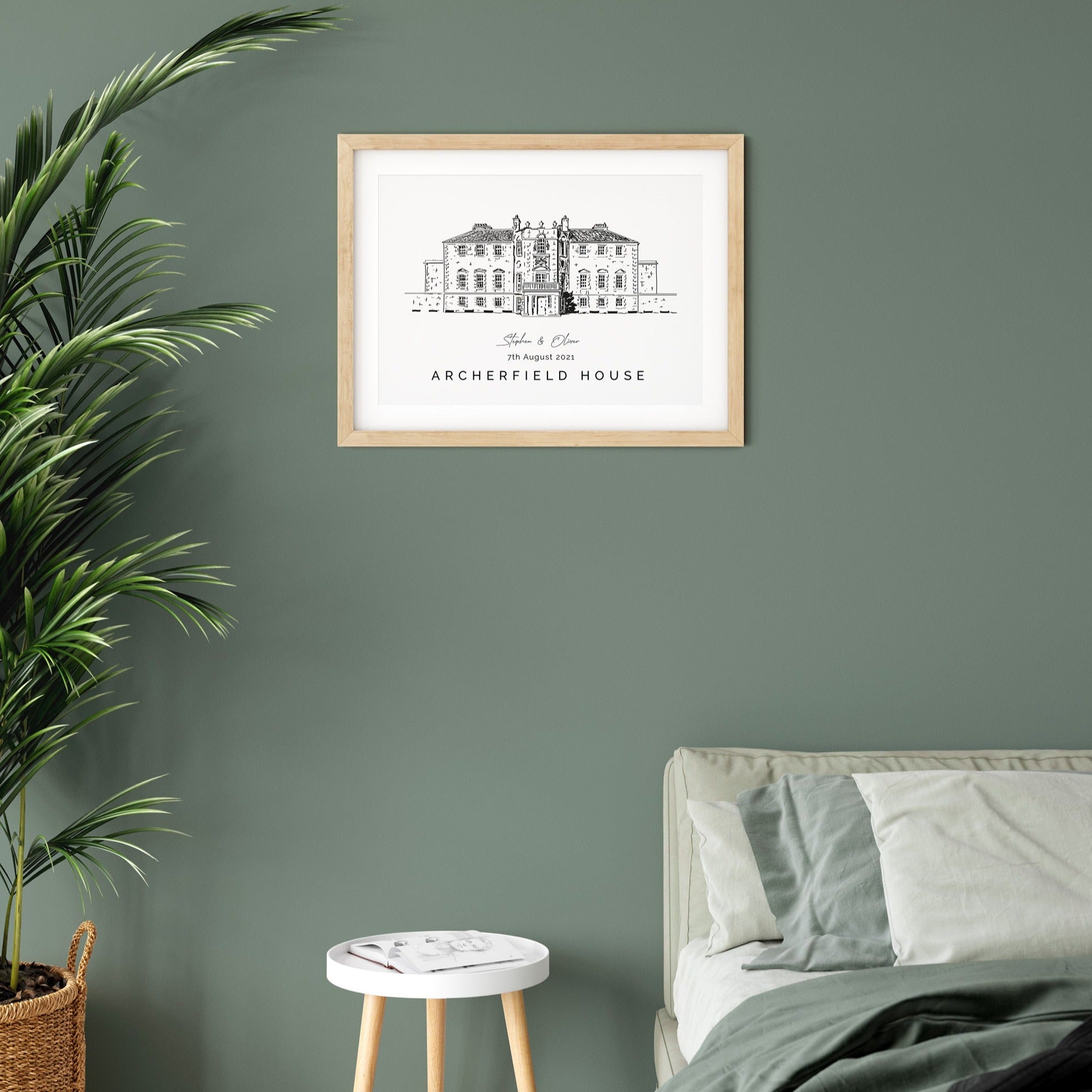 Archerfield House, Personalised Wedding Venue Illustration Print.