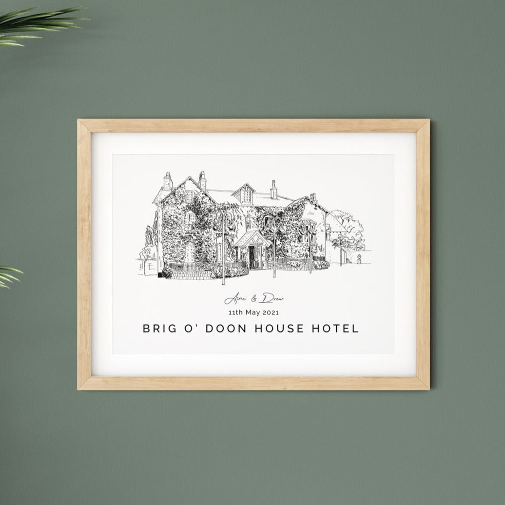 Brig O' Doon House Hotel, Personalised Wedding Venue Illustration
