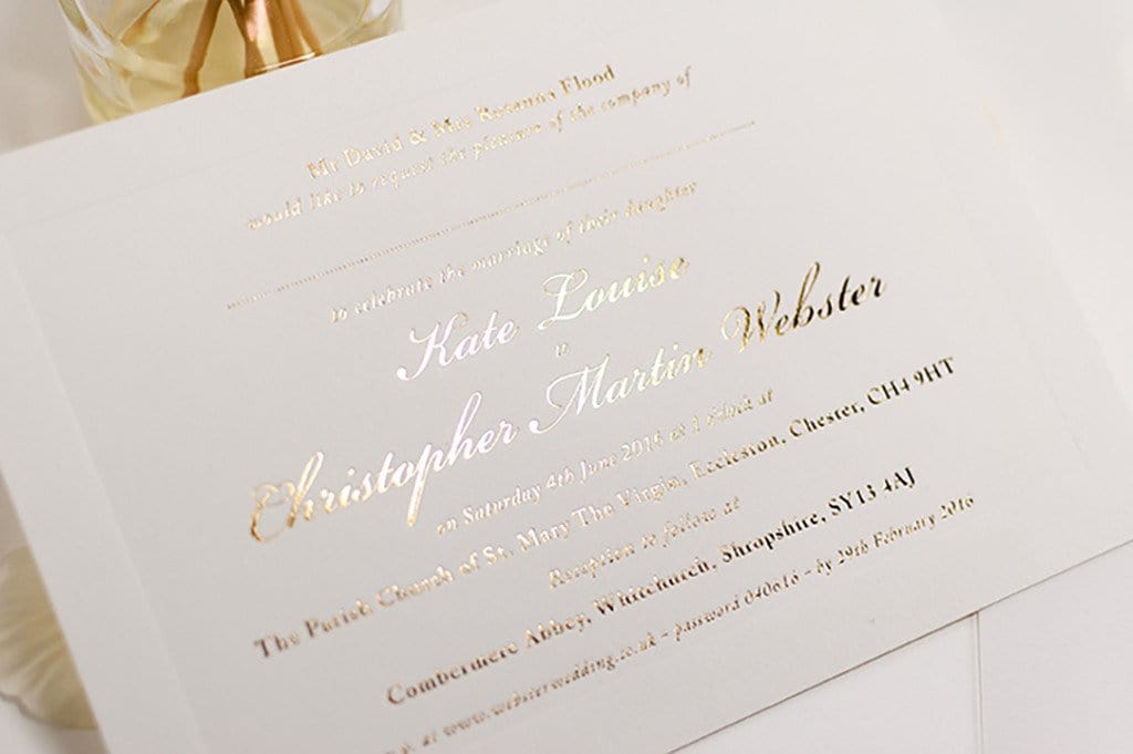 Foil Embossed Wedding Invitation, Classic with Raised Border