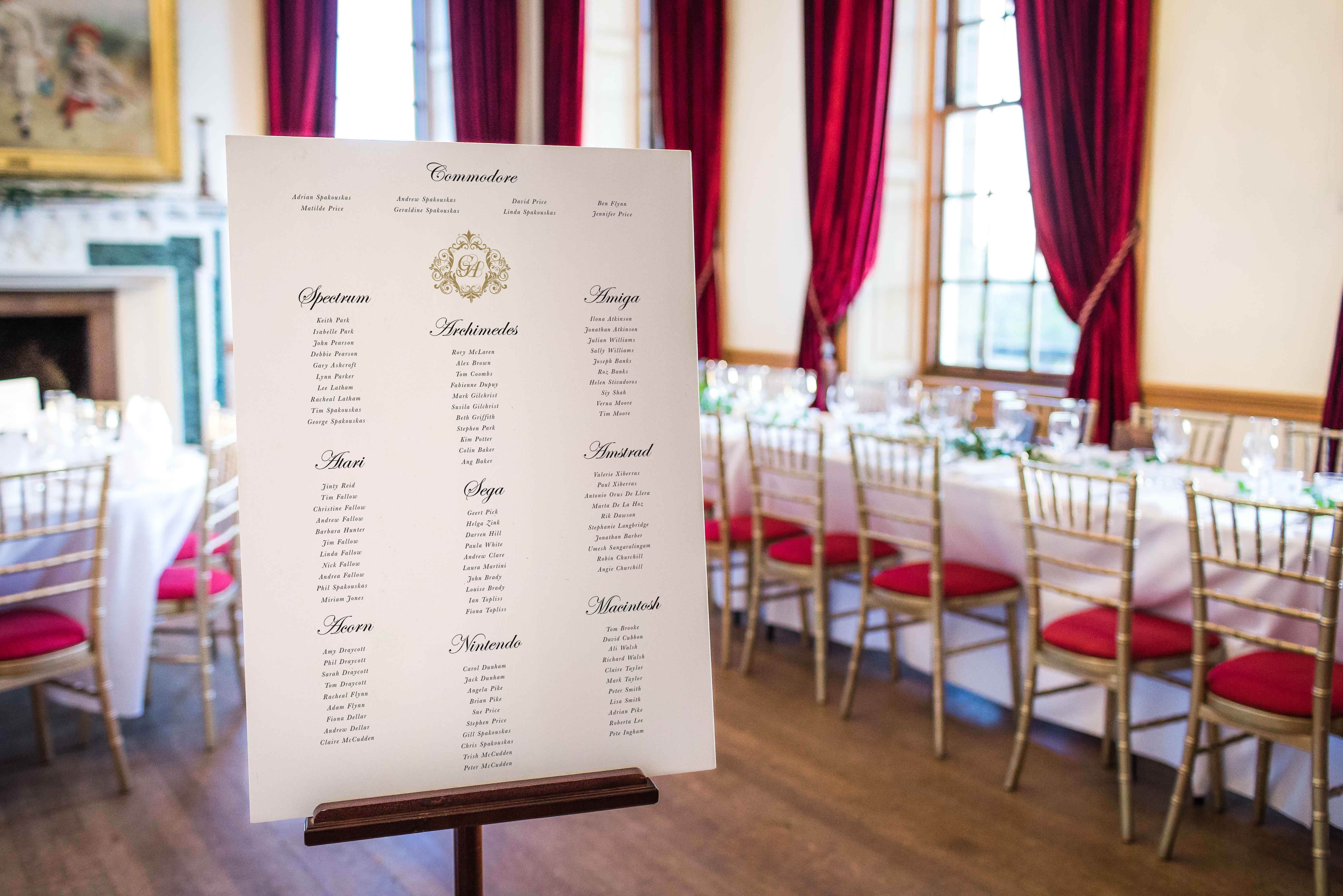 Classic Monogram, Wedding Table Plan