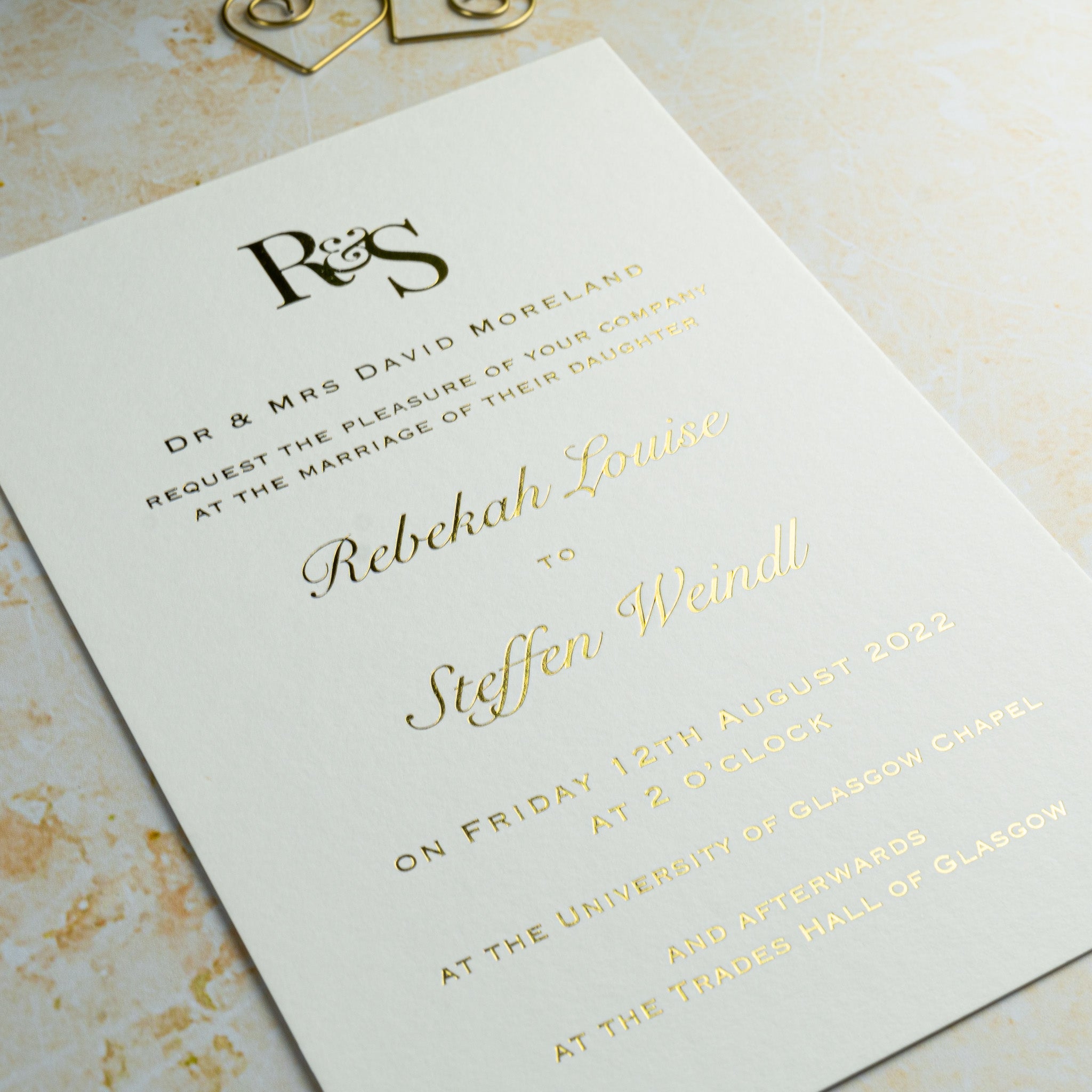 Classic Monogram, Hot Foil Wedding Invitation