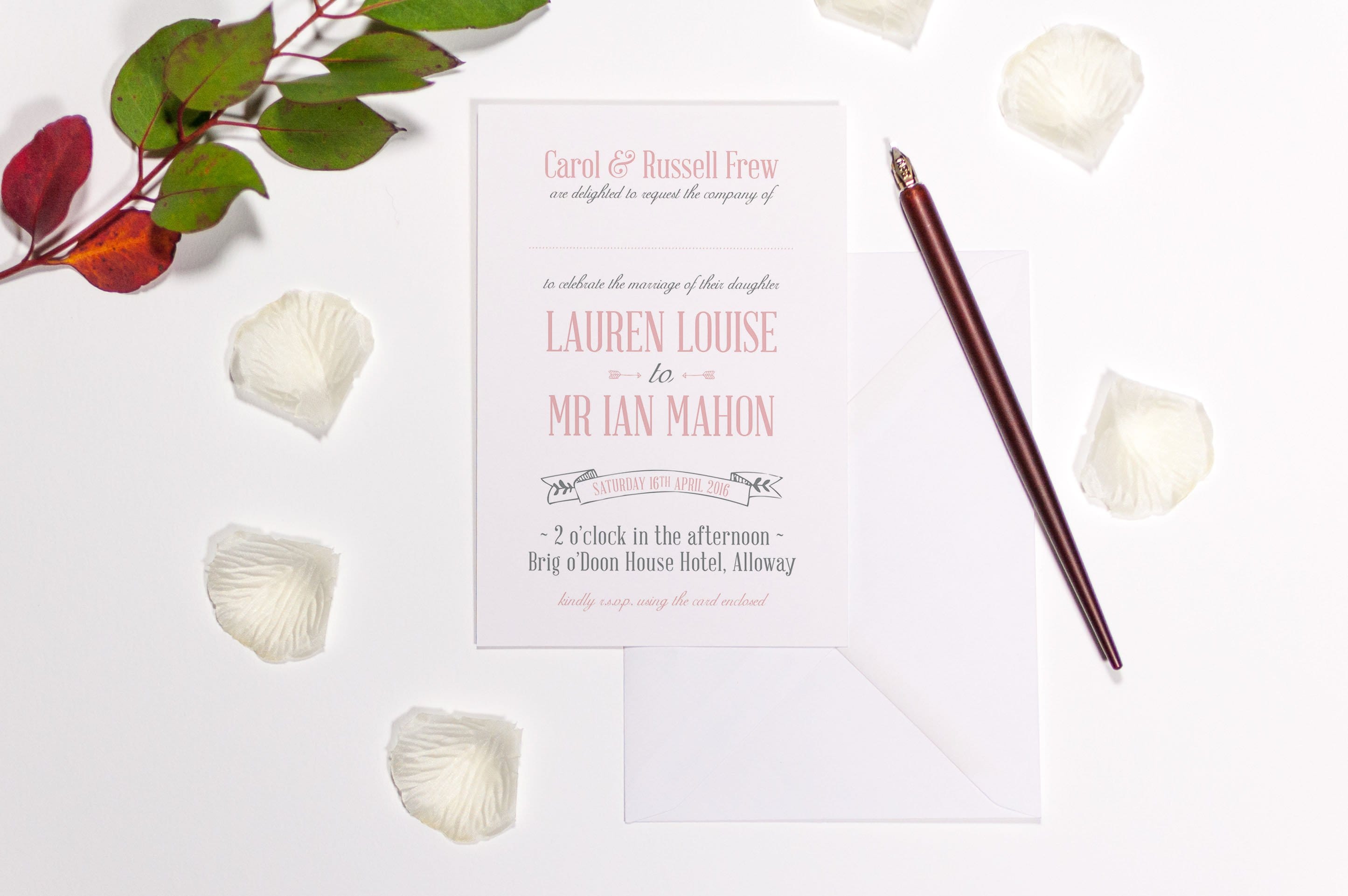 Modern Rustic Wedding Invitation, HD Digital Print